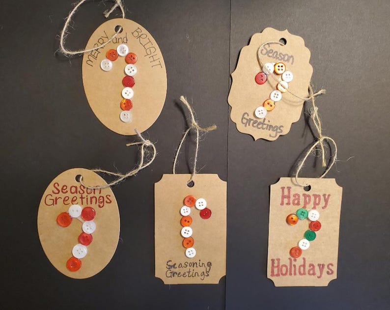 Gift Tags, Tags, Button Gift Tags, Buttons, Christmas, Christmas Button ...