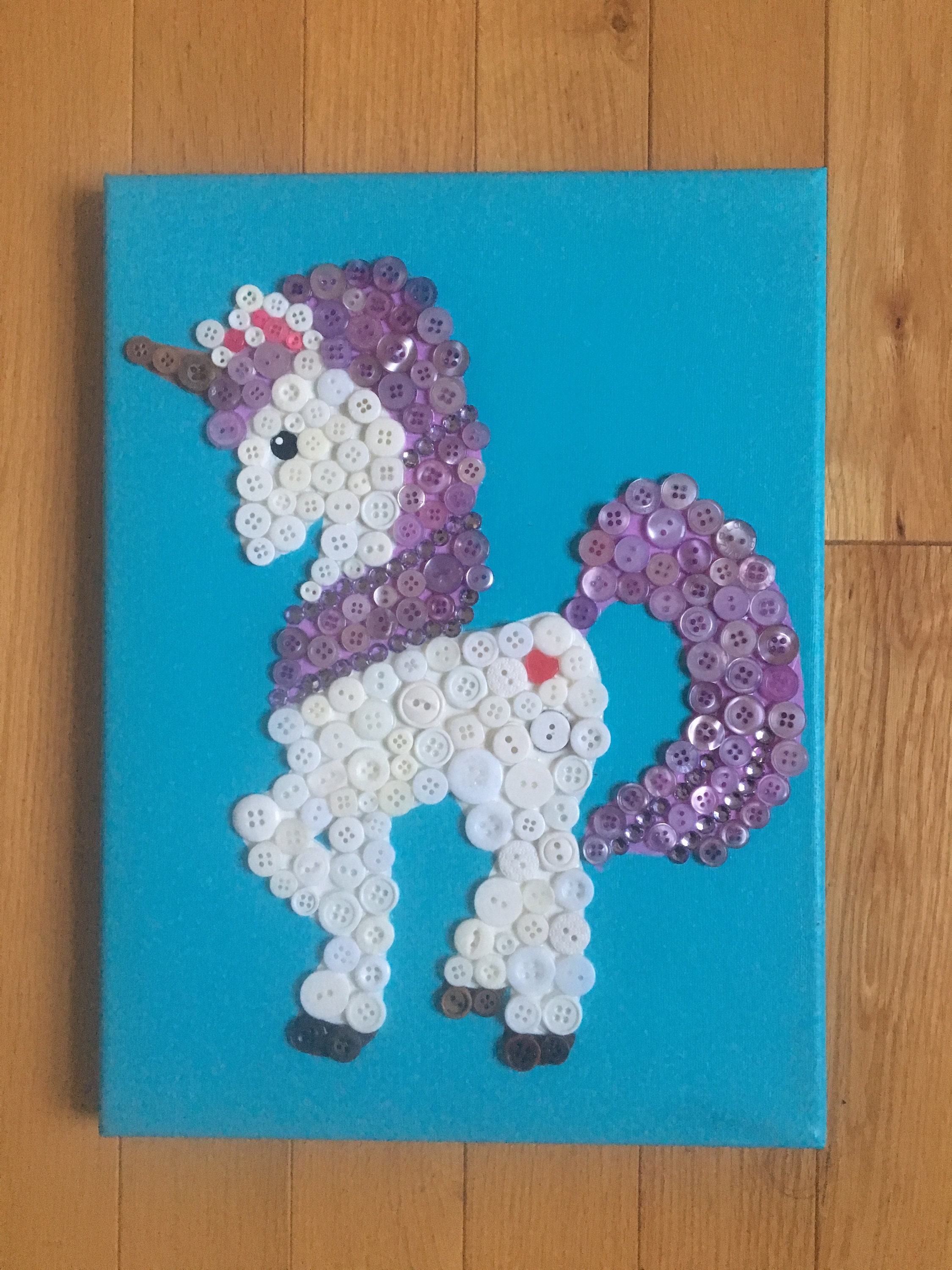 Button Art Moon Stars Nursery Decor, Unique Handmade Canvas Wall Art - Etsy