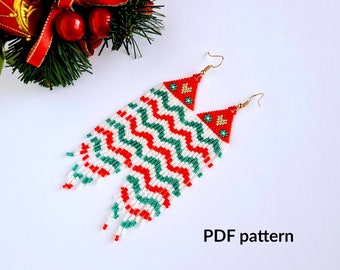 Christmas Brick Stitch Earrings Pattern Seed Bead Earrings - Etsy