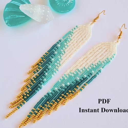 Fringe Beaded Earrings Tutorial Pattern PDF Digital - Etsy