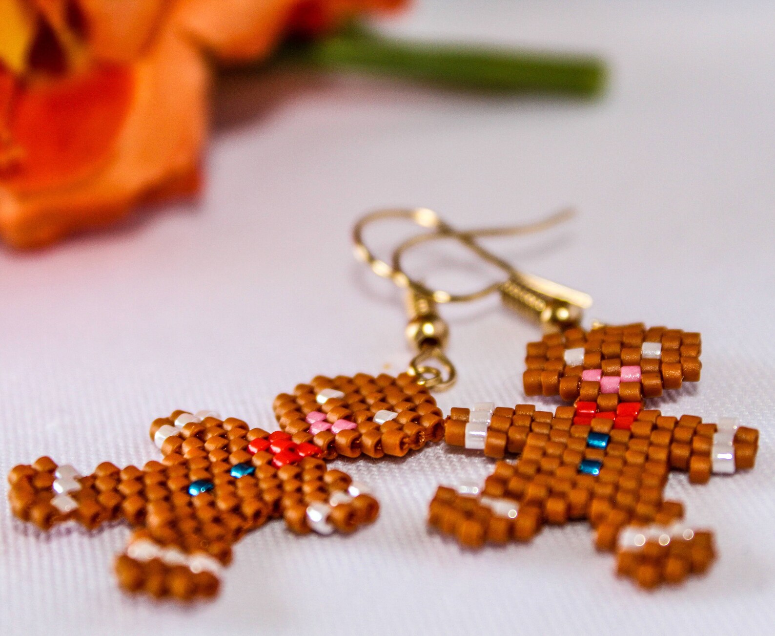 Gingerbread Man Earrings Pattern Brick Stitch Earring | Etsy