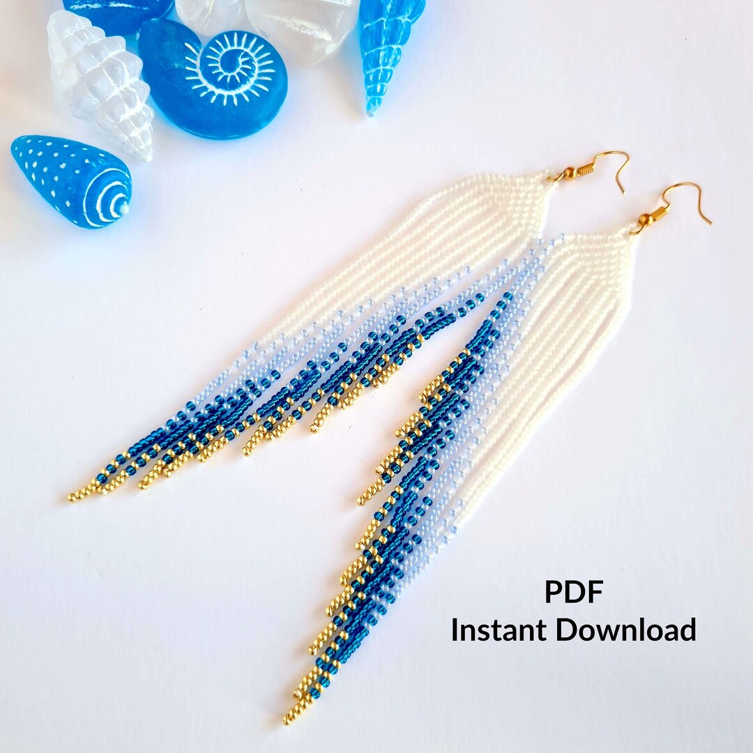 Motif de boucles d'oreilles à franges en perles de - Etsy France