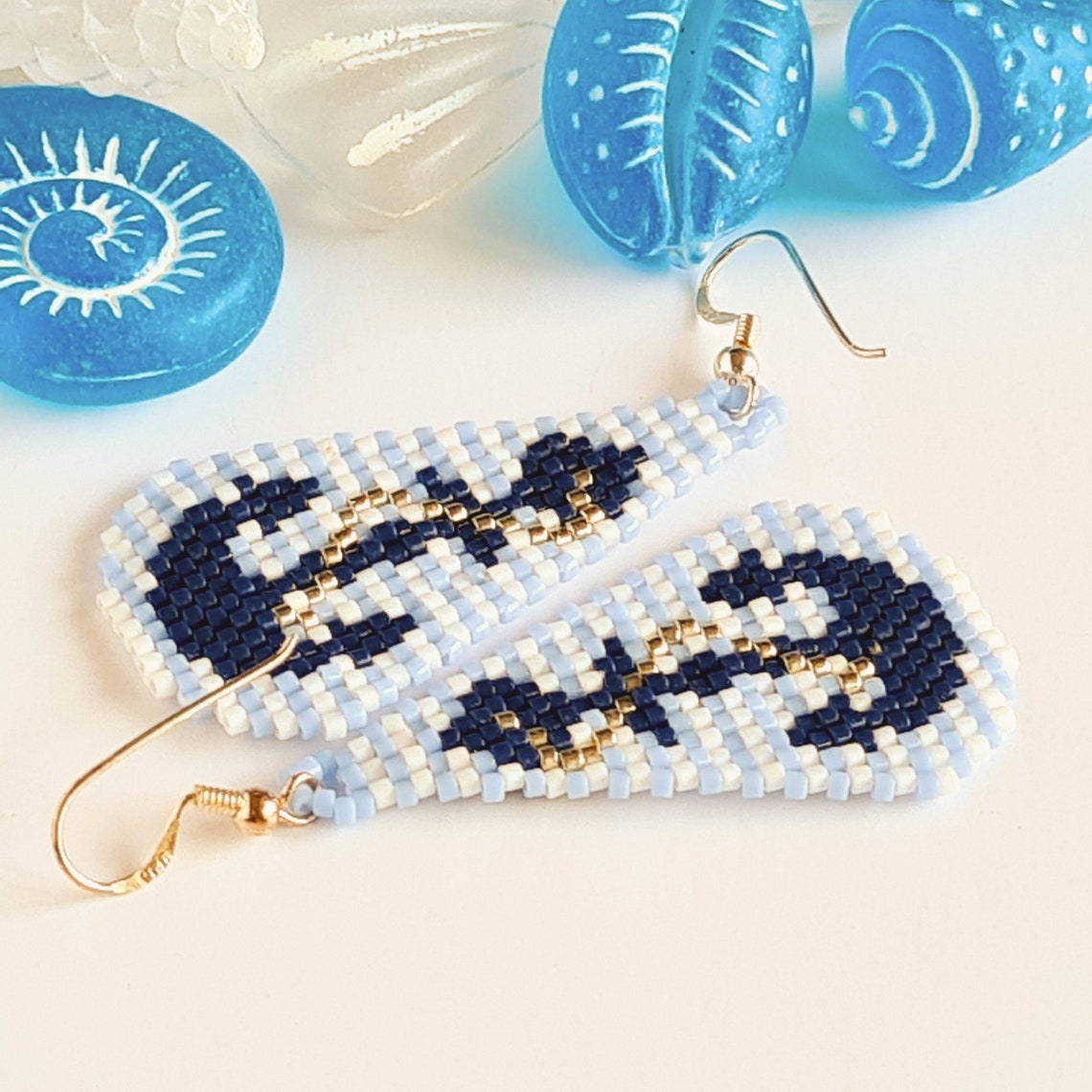 Nautical Brick Stitch Earrings Pattern Ship Anchor Bead | Etsy