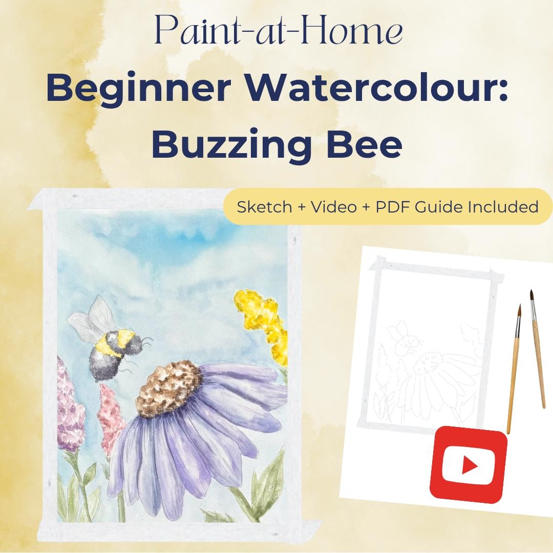 Watercolour Bumblebee & Coneflower Tutorial | Beginner Floral Painting ...