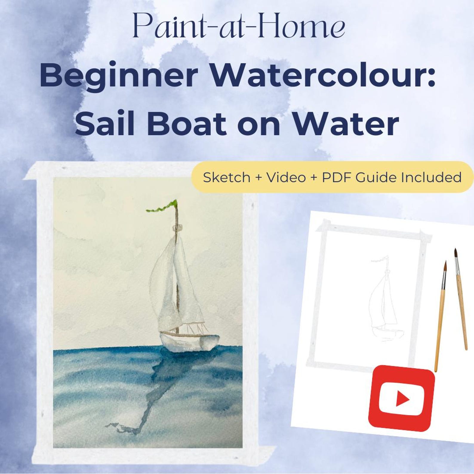 Sailboat Watercolour Tutorial for Beginners – Ocean Landscape Painting ...