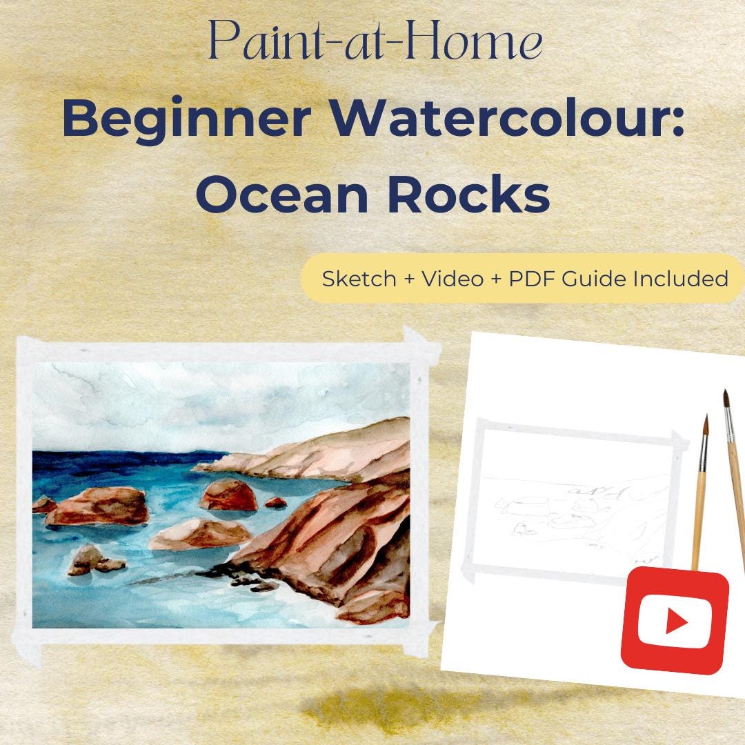 Beginner Peaceful Ocean Watercolour Tutorial – Easy Coastal Landscape ...