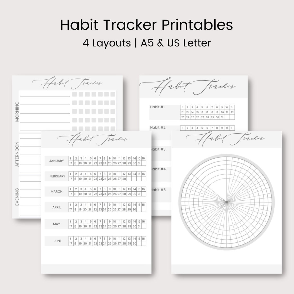 Habit Tracker Bundle, Printable Habit Tracker, Weekly Habits, Monthly ...