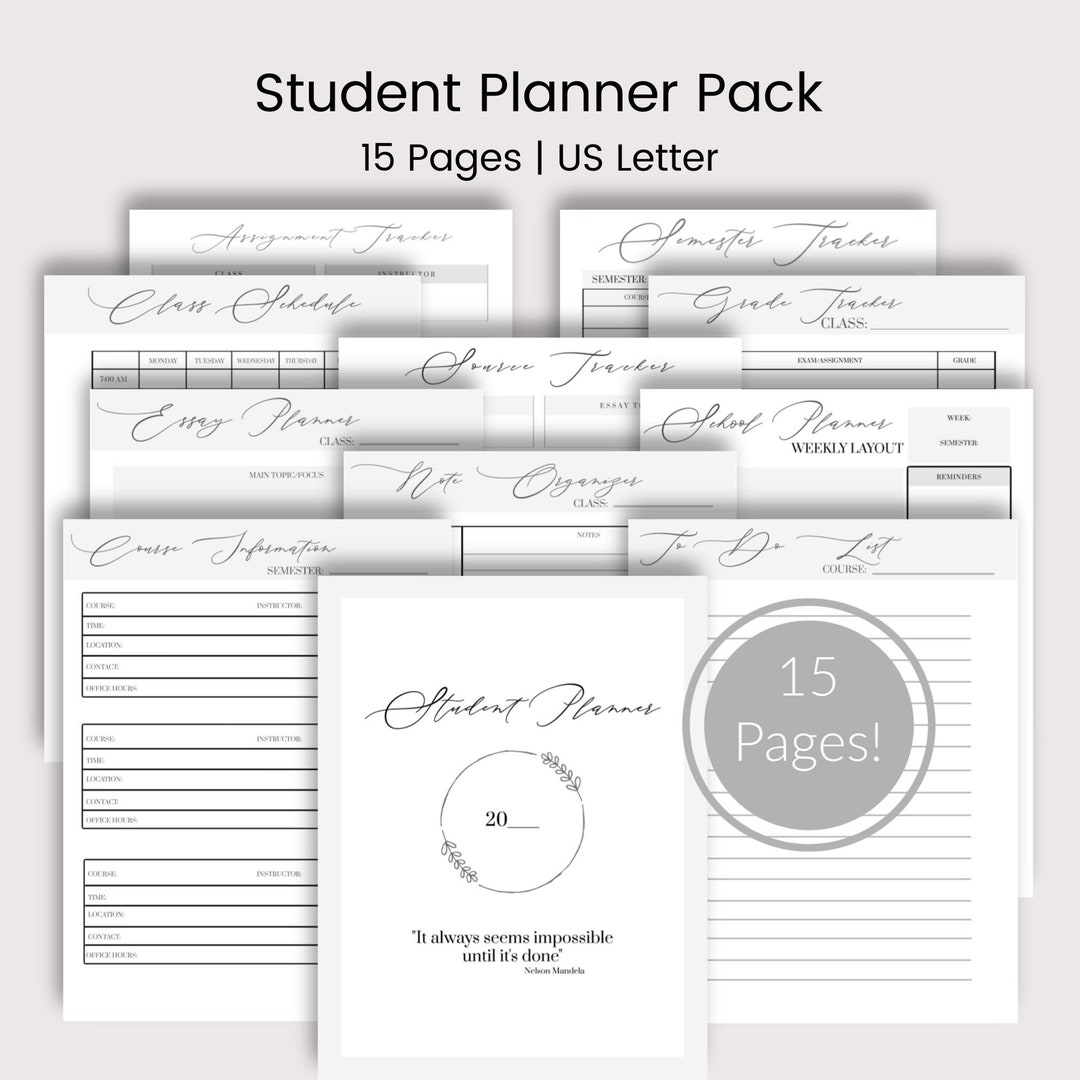 Student Planner Printables, Student Organization, Weekly Planner, Class ...