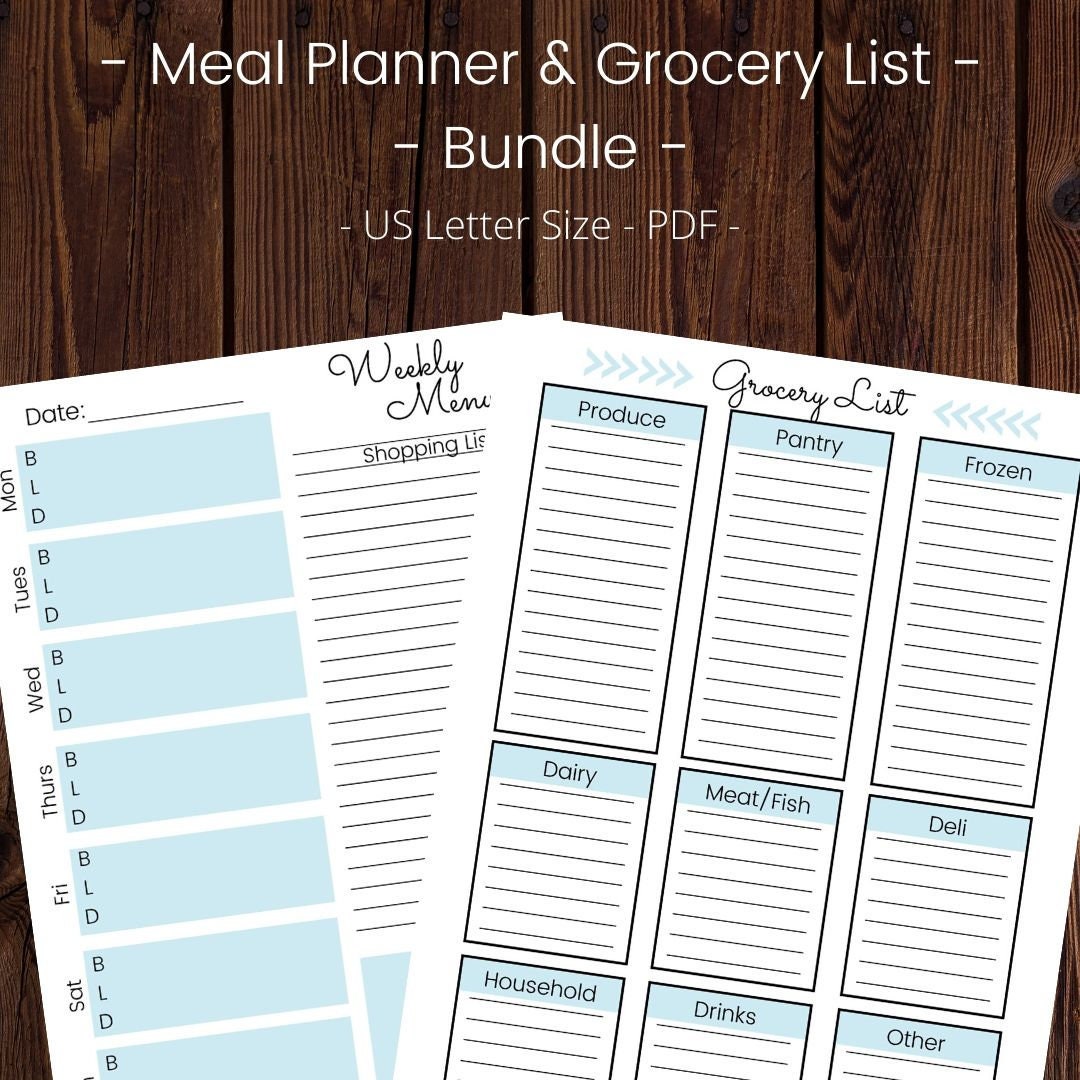 Meal Plan Bundle, Grocery List Bundle, Meal Plan and Grocery List ...