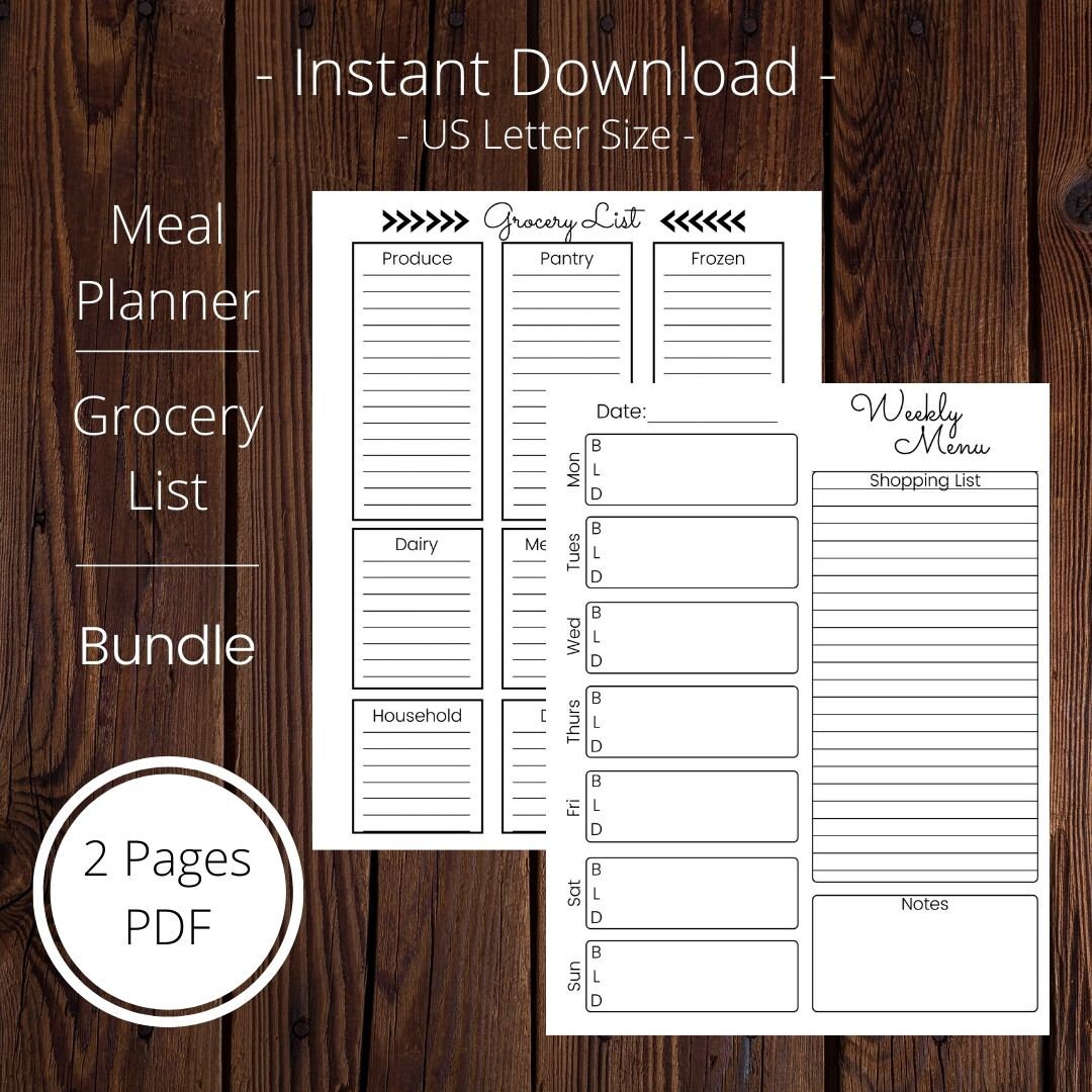 Meal Plan Bundle, Grocery List Bundle, Meal Plan and Grocery List ...