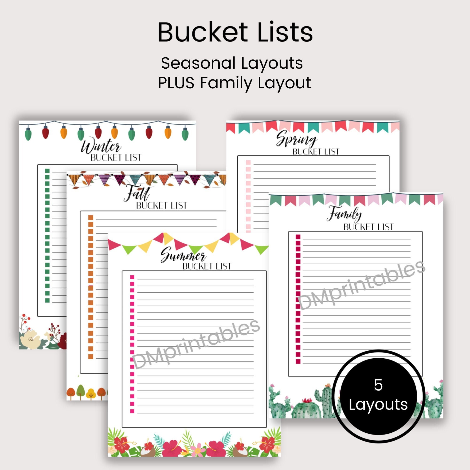 Bucket List Printable, Seasonal Bucket List, Family Bucket List, Bucket ...