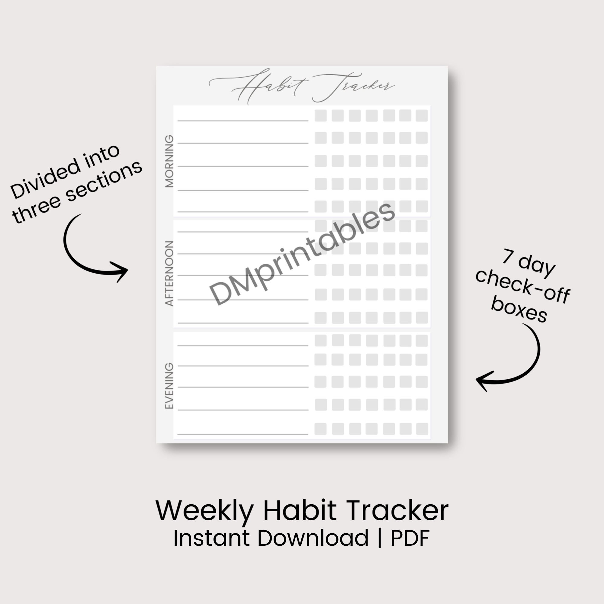 Habit Tracker Bundle, Printable Habit Tracker, Weekly Habits, Monthly ...