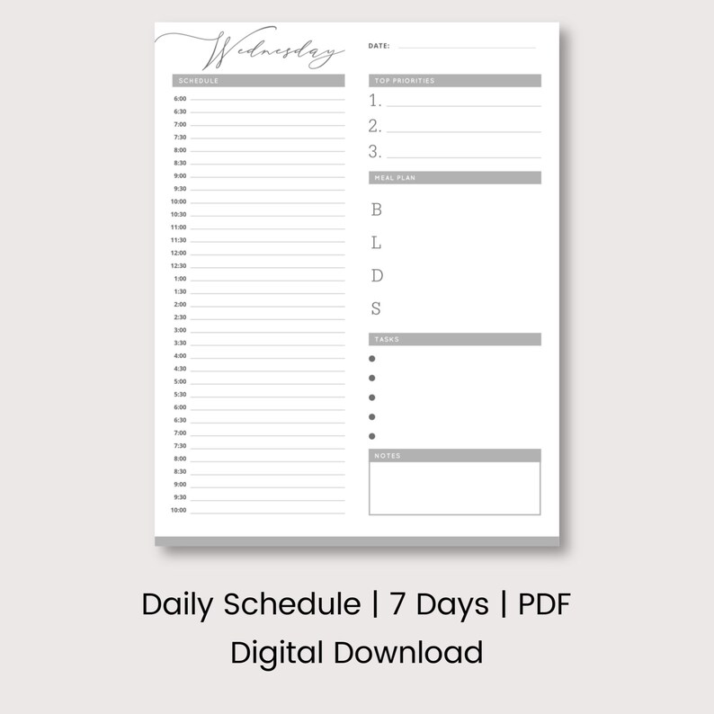 Daily Schedule, Weekly Planner, Daily Weekly Bundle, US Letter, Instant ...