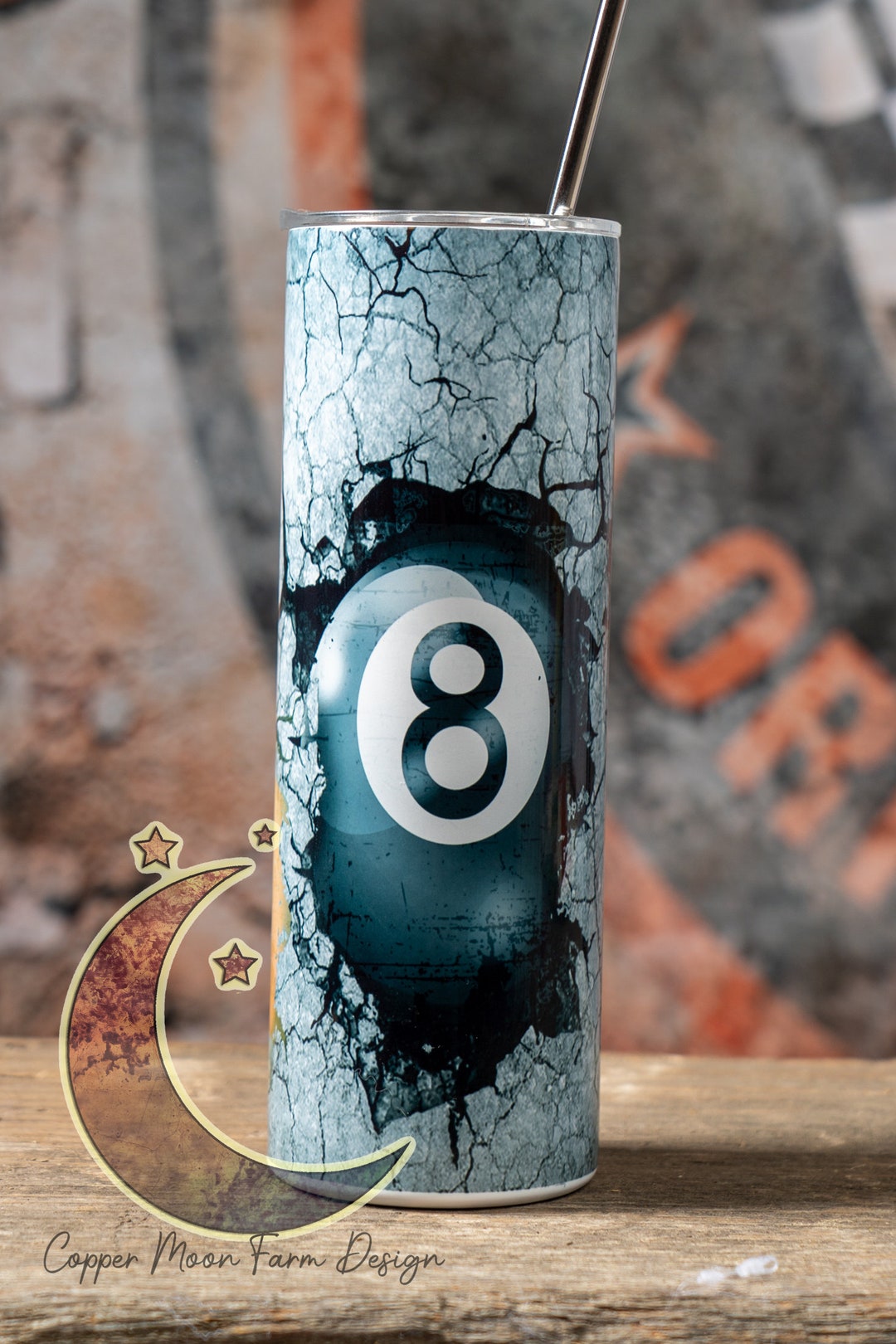 Billiards Pool 20oz Skinny Tumbler With Metal Straw - Etsy