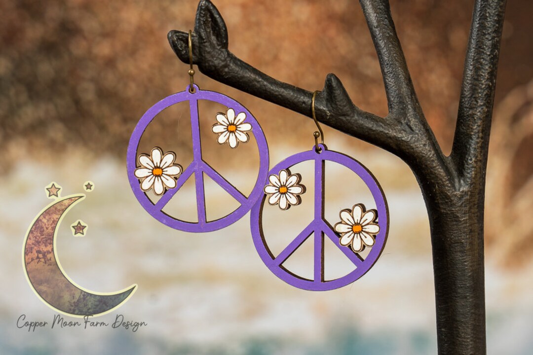 Peace Sign With Daisies - Made From Wood and Hand Colored. - Etsy