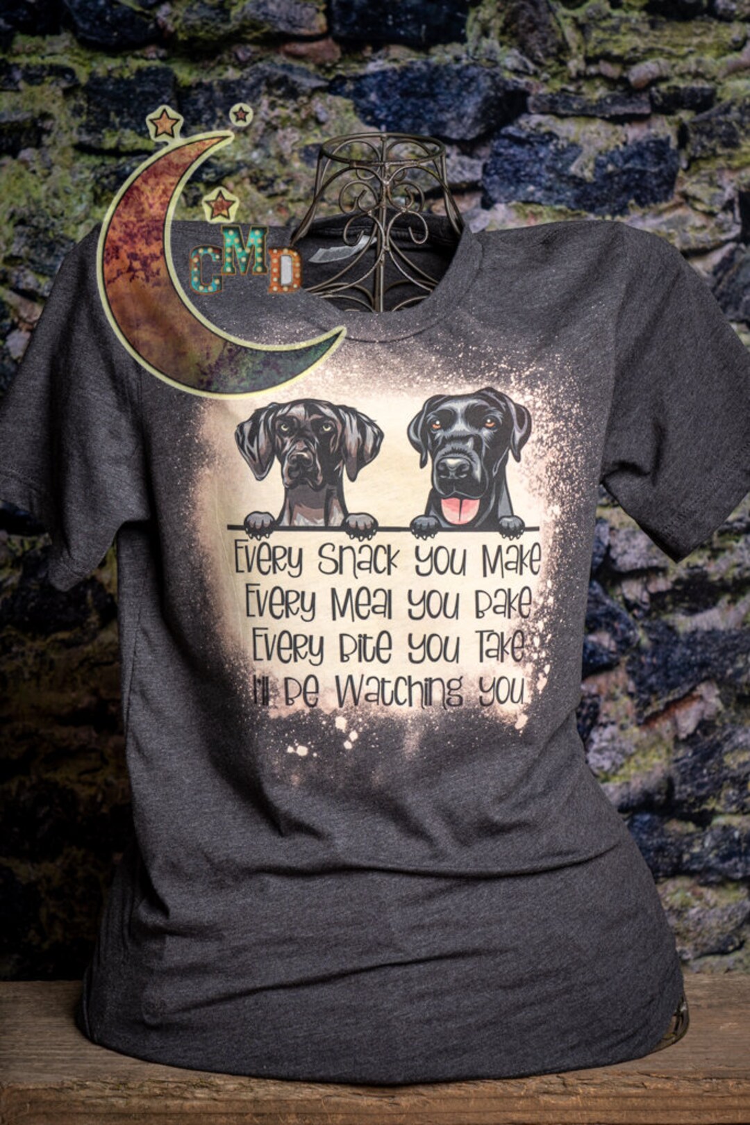 Every Bite You Take on Bleached Dark Gray T-shirt Different Dog Breeds ...