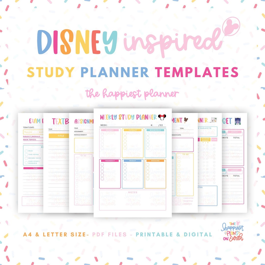 Study Planner Printable Templates Digital Student Planner Disneyparks ...