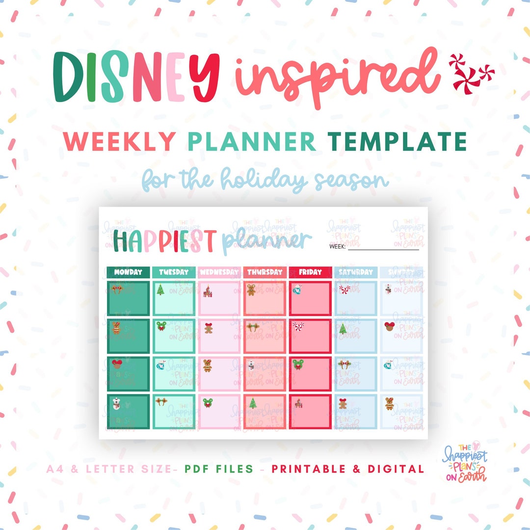 Disneyworld Holidays Christmas Planner Insert Weekly Template Digital ...