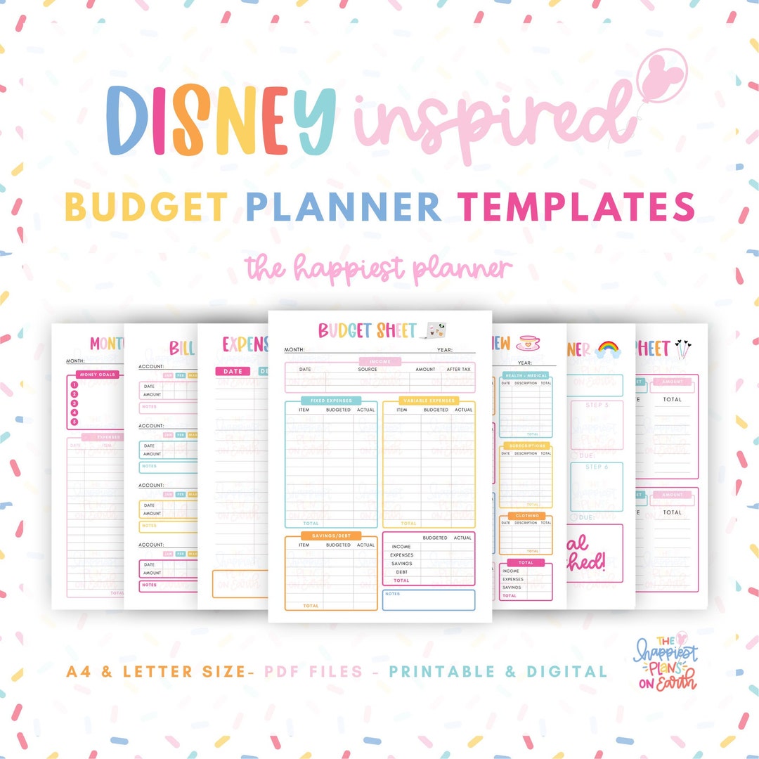 Budget Planner Printable Templates Digital Finance Planner Disneyparks ...
