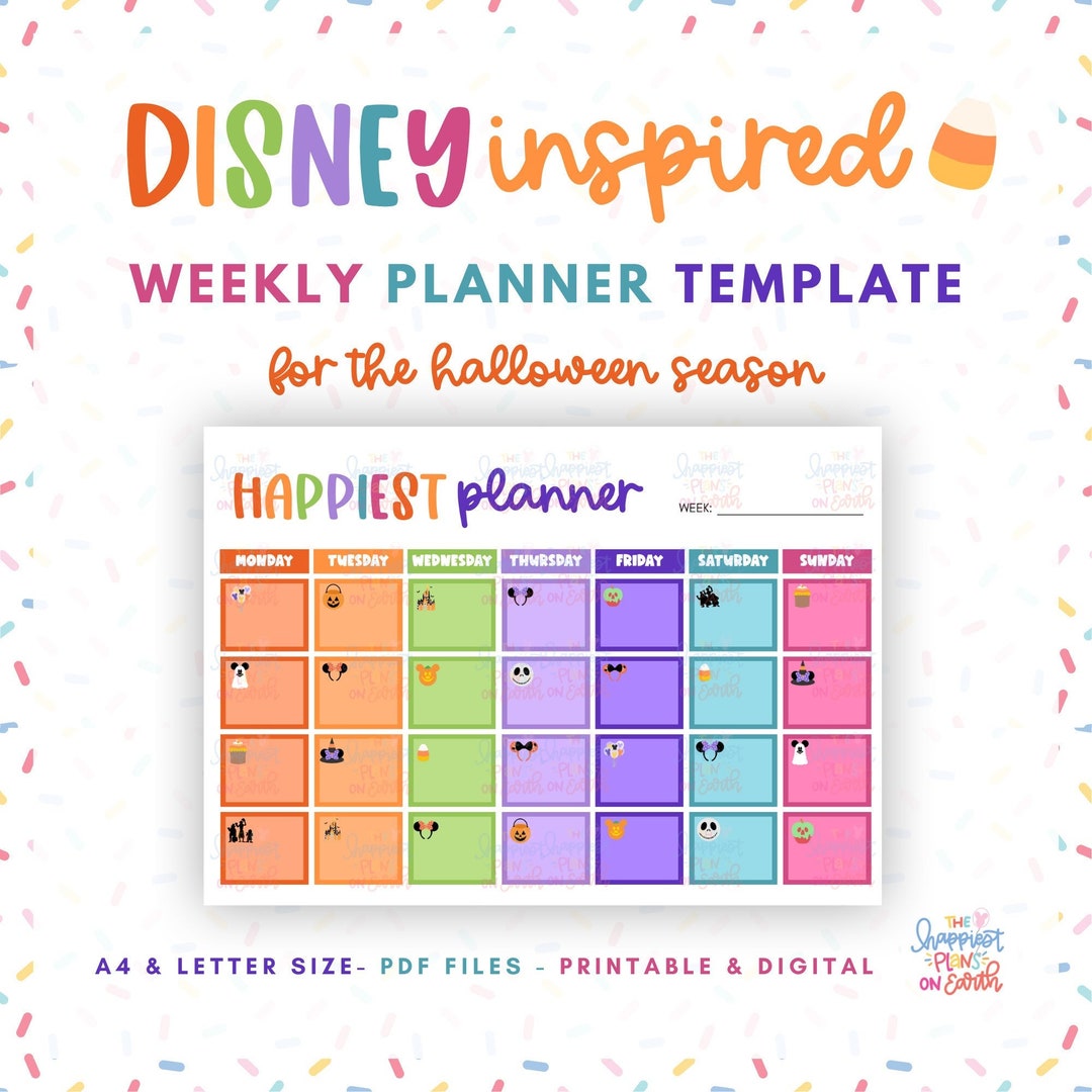 Disneyworld Halloween Planner Insert Weekly Template Digital Halloween ...