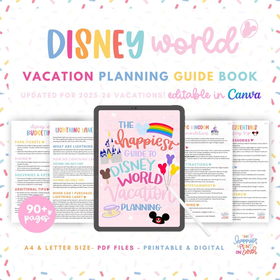 Disneyworld Vacation Planning Guide Book - 90+ Digital & Printable ...