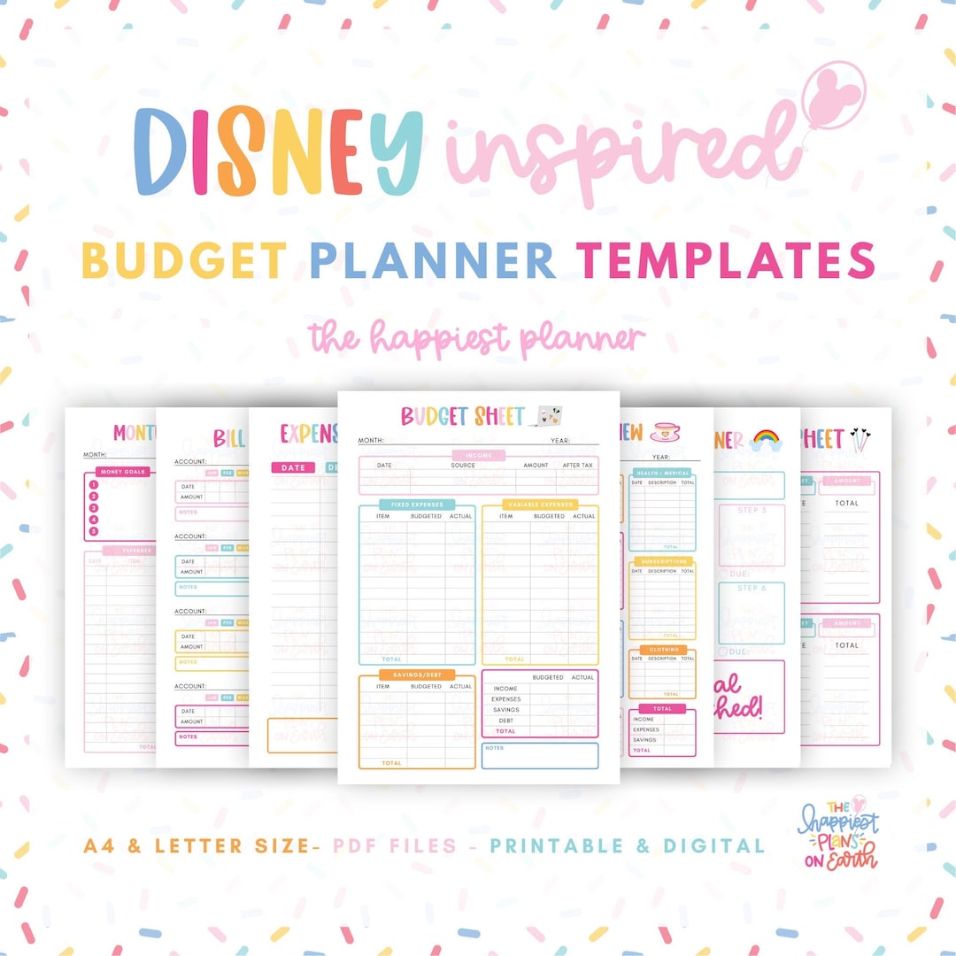 Budget Planner Printable Templates Digital Finance Planner Disneyparks ...