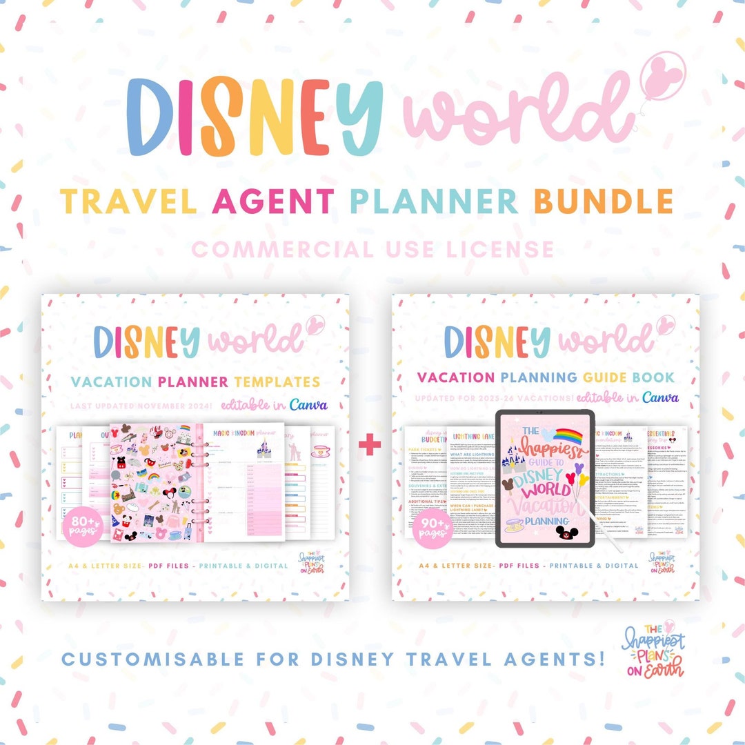 Disneyworld Travel Agent Planner Bundle - 170+ Editable Templates ...