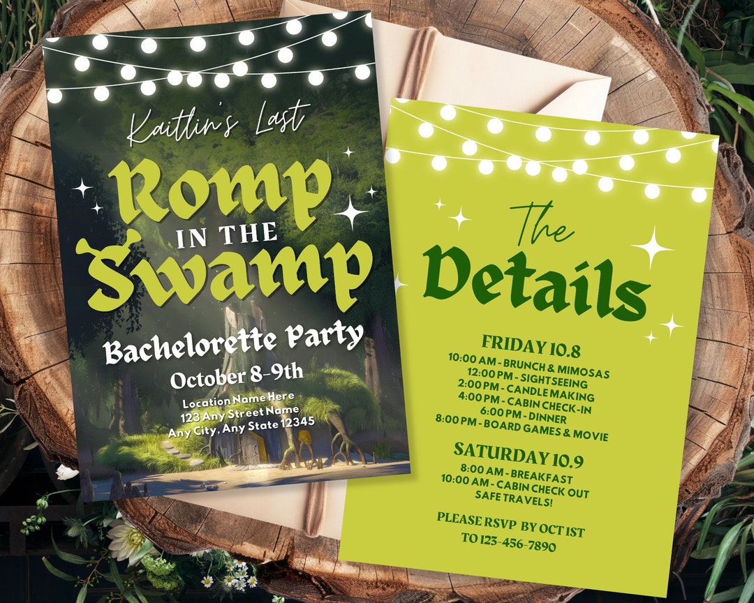 Last Romp in the Swamp, Fairytale Themed Bachelorette Party Invitation ...