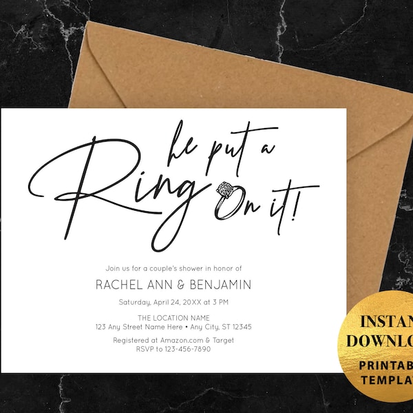 He Put a Ring on It Invitation - Etsy
