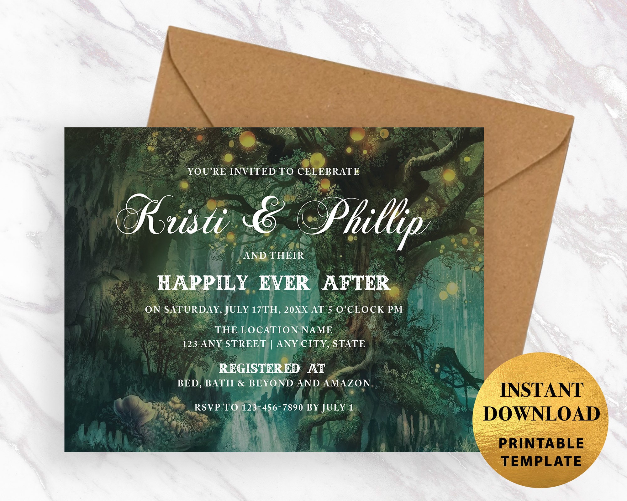 Editable Magical Enchanted Forest Invitation Template Wedding Etsy