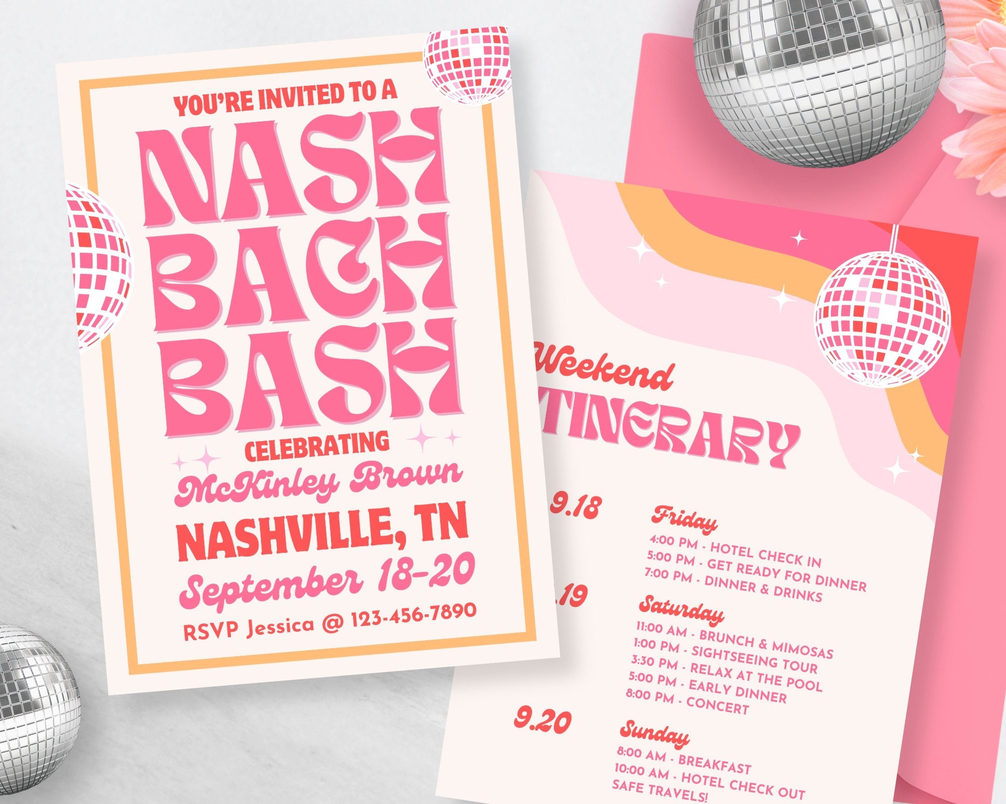 Nash Bach Bash Fully Editable Colors Nashville Bachelorette Party ...