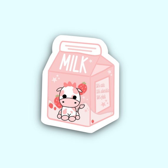 Strawberry Milk Sticker Strawberry Milk Carton Sticker Cute Sticker ...
