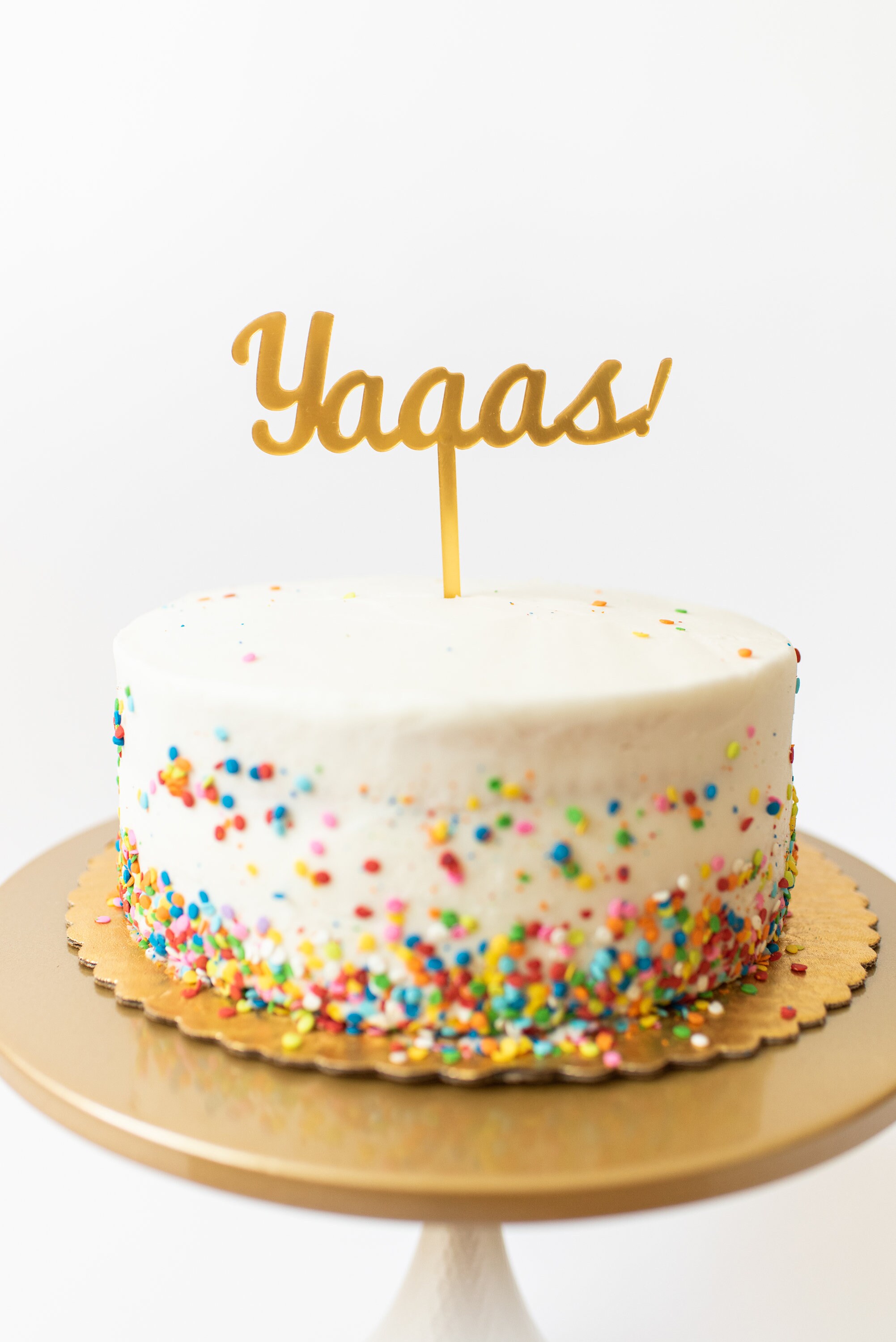 Yaaas Cake Topper Cursive Gold Acrylic Yaascake Topper for Celebrations ...