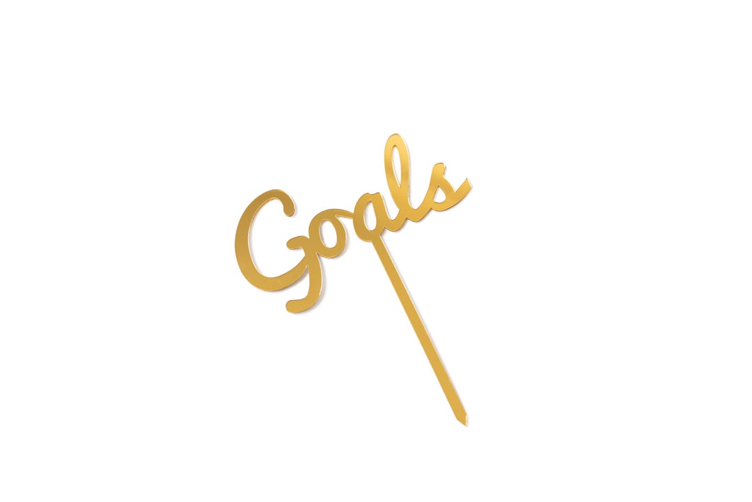 Goals Cake Topper Cursive Gold Acrylic Happy Birthday Cake Topper for ...