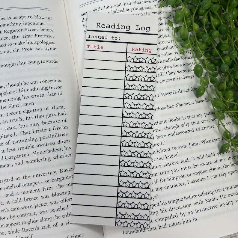 Reading Log Bookmark | Double Sided | Reading Gift | Book Gift ...