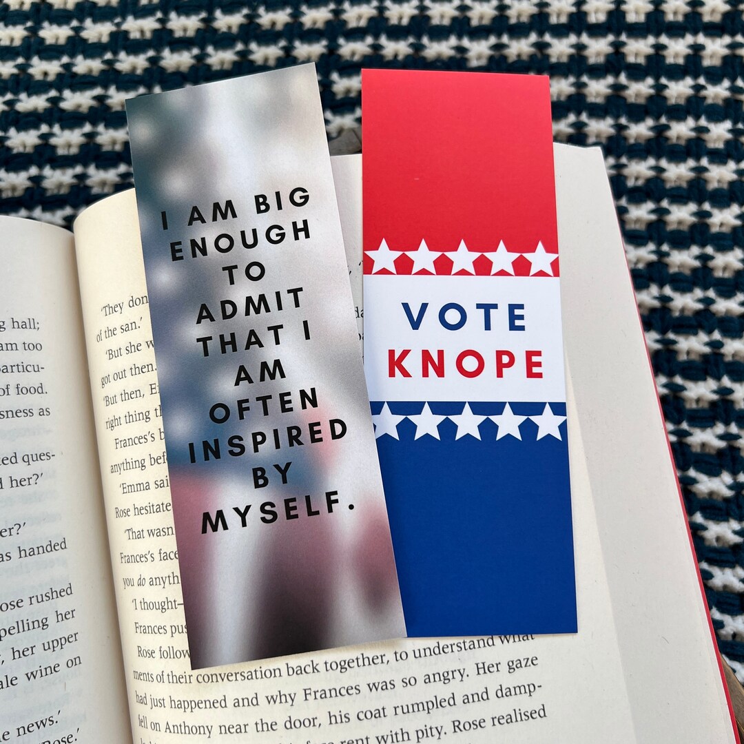 Leslie Knope Inspired Bookmark Vote Knope Parks and Recreation Reading ...