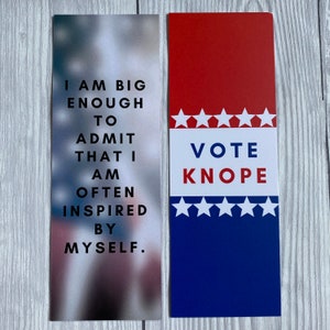 Leslie Knope Inspired Bookmark Vote Knope Parks and Recreation Reading ...