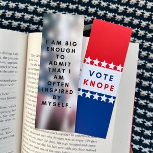 Leslie Knope Inspired Bookmark Vote Knope Parks and Recreation Reading ...
