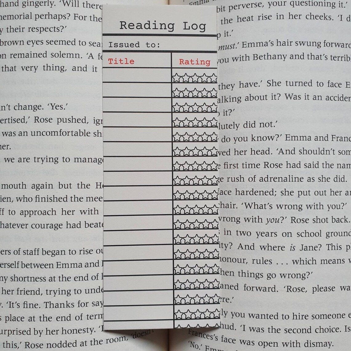 Reading Log Bookmark | Double Sided | Reading Gift | Book Gift ...