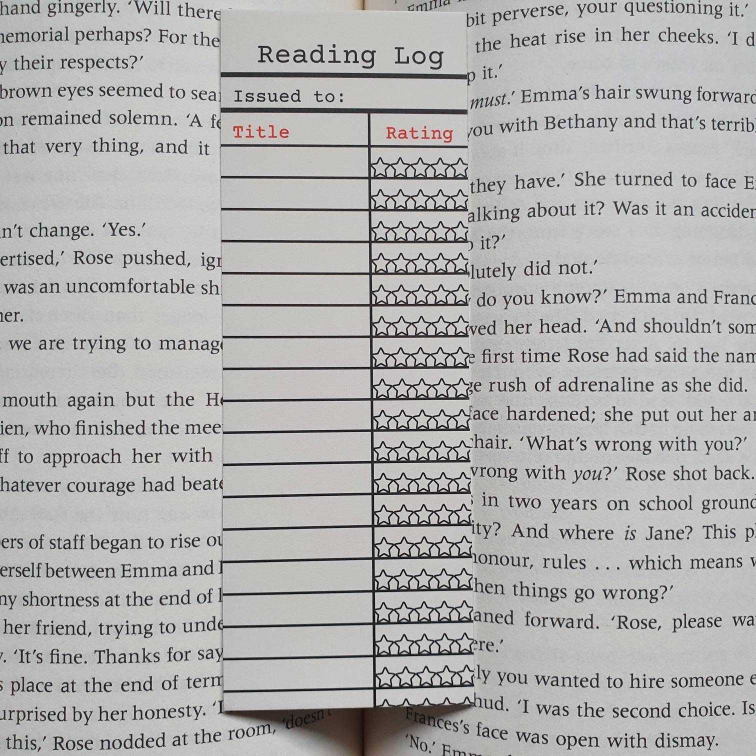 Reading Log Bookmark Double Sided Reading Gift Book Gift - Etsy