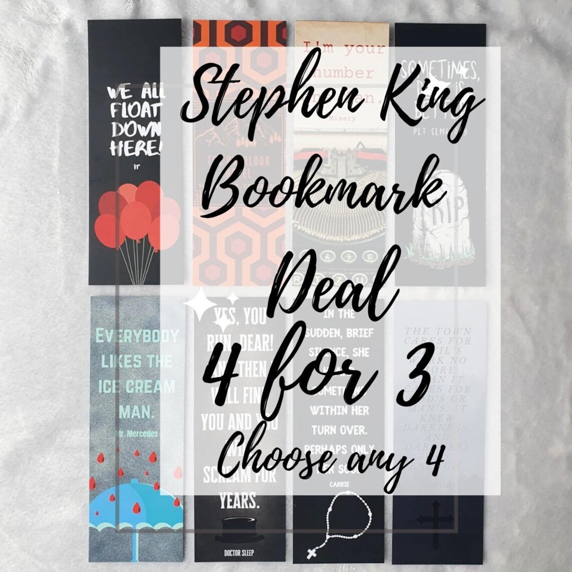 Stephen King Bookmark Set of 4 for the Price of 3 | Horror | Reading ...
