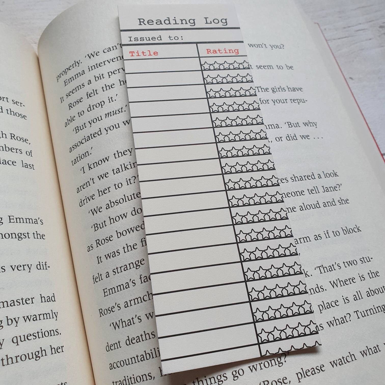Reading Log Bookmark Double Sided Reading Gift Book Gift - Etsy