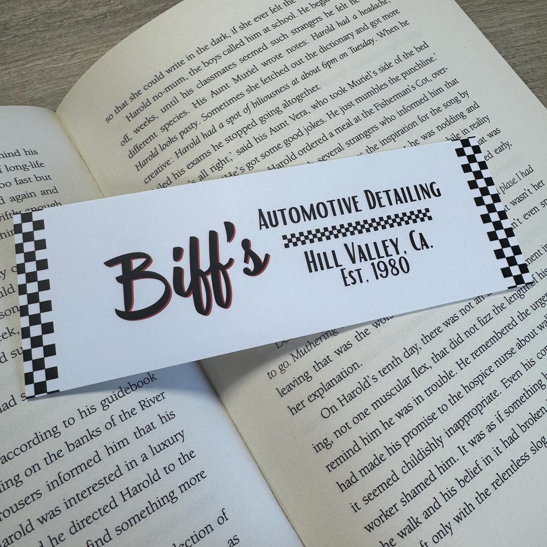 BTTF Inspired Bookmark | Biff's Automotive Detailing | Reading Gift ...