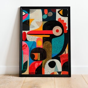 Printable Vibrant Colorful Bird Art Print Modern Abstract Nature ...