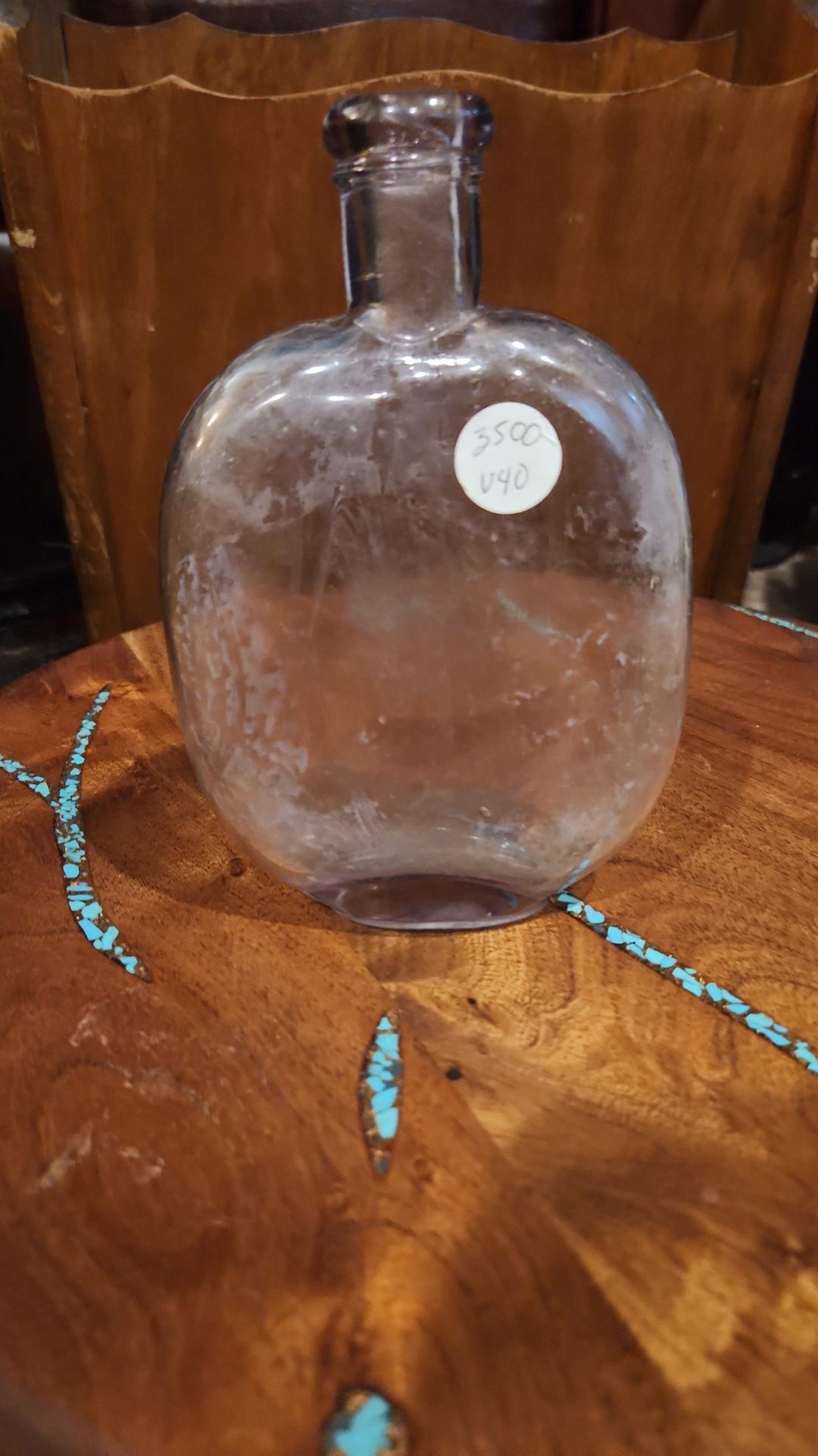 Ca. 1880 Pint Antique Glass Flask Pumpkin Seed Picnic Vintage Barware ...