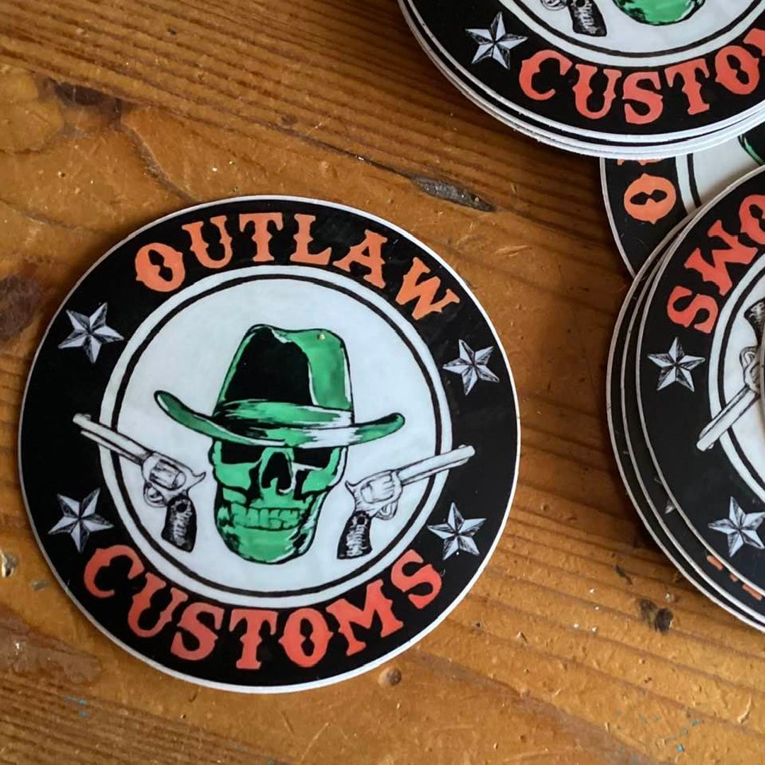 Vinyl "outlaw Customs" Stickers - Etsy