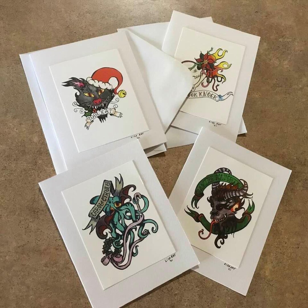 Creepy Christmas Note Cards - Etsy