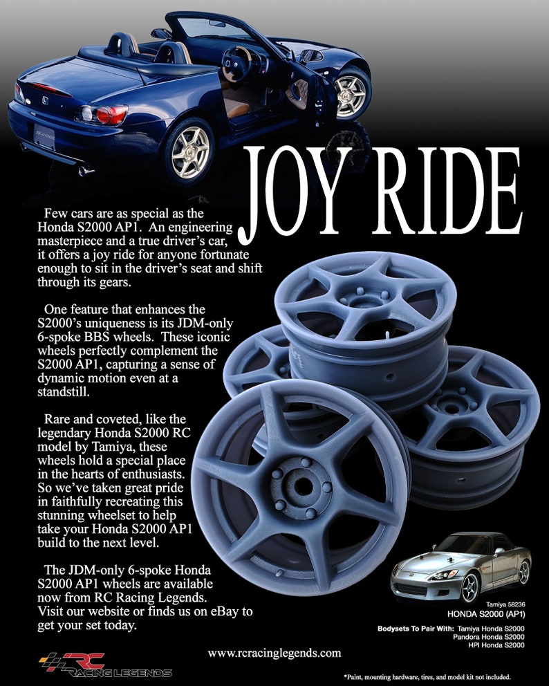 1:10 1/10 RC Car Wheels Rims for Honda S2000 Bodyset | RC Hop-up ...