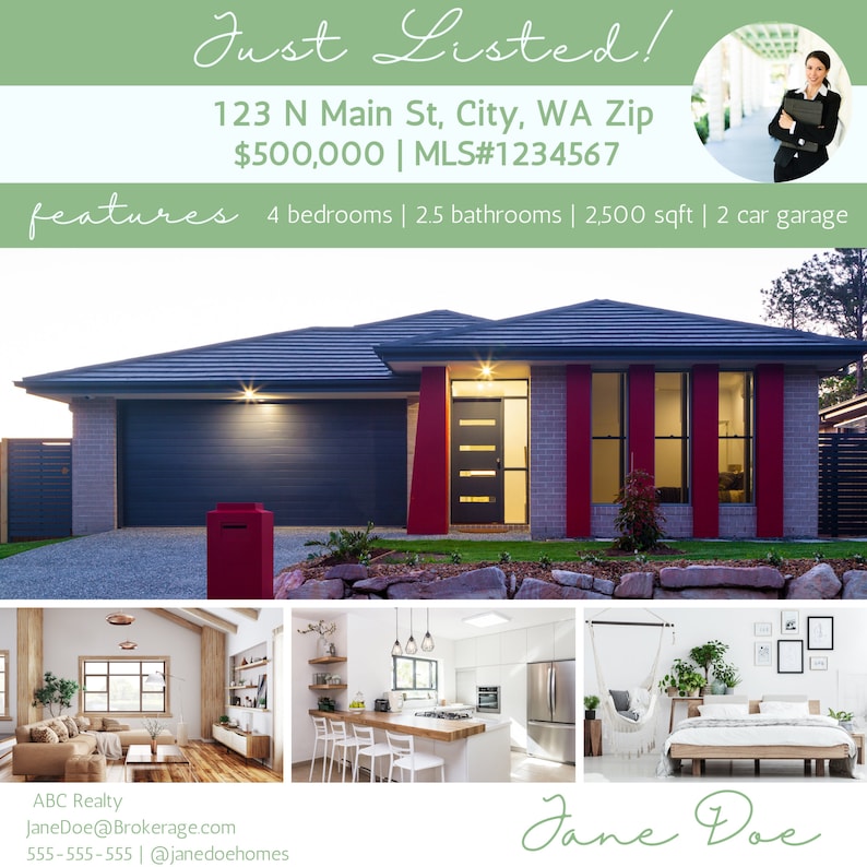 Real Estate Social Media Post, Just Listed Template, Instant Download ...