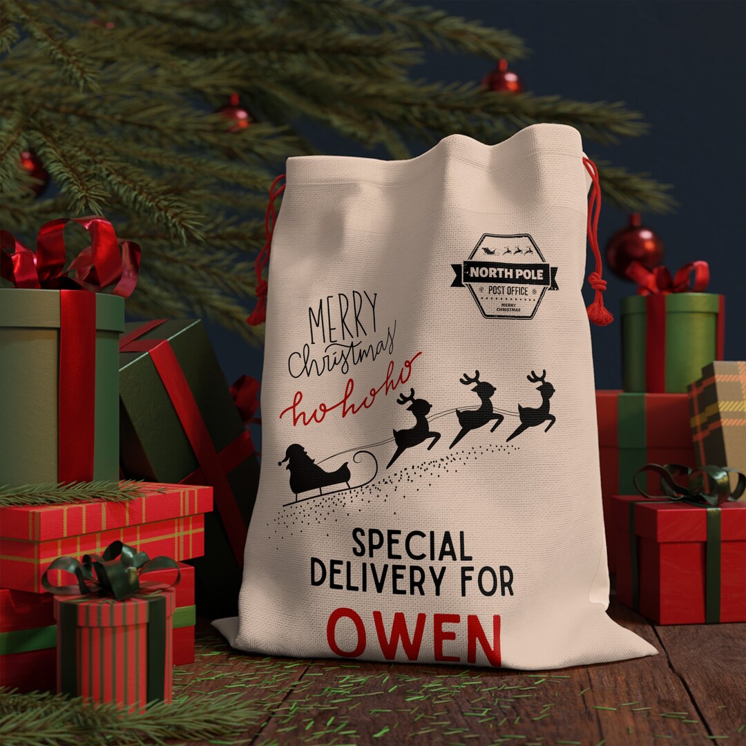 Personalized Santa Sack, Custom Christmas Gift Bag, Customized Holiday ...